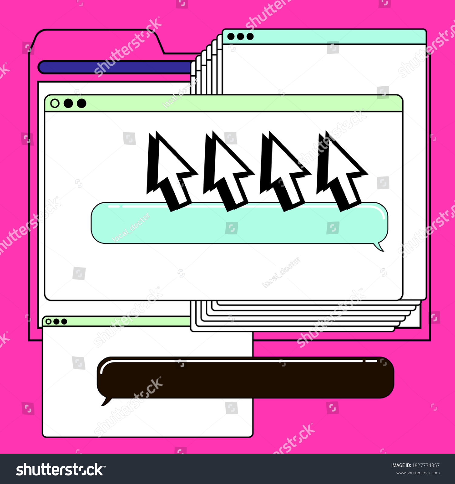 Retrofuturistic Vector Collage User Interface Elements Stock Vector ...