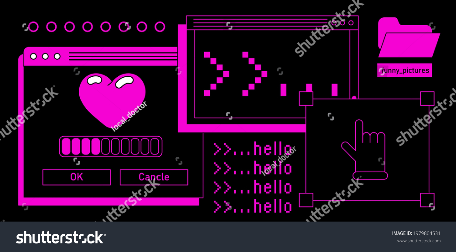 Retrowave Style Desktop Message Boxes Terminal Stock Vector (Royalty ...