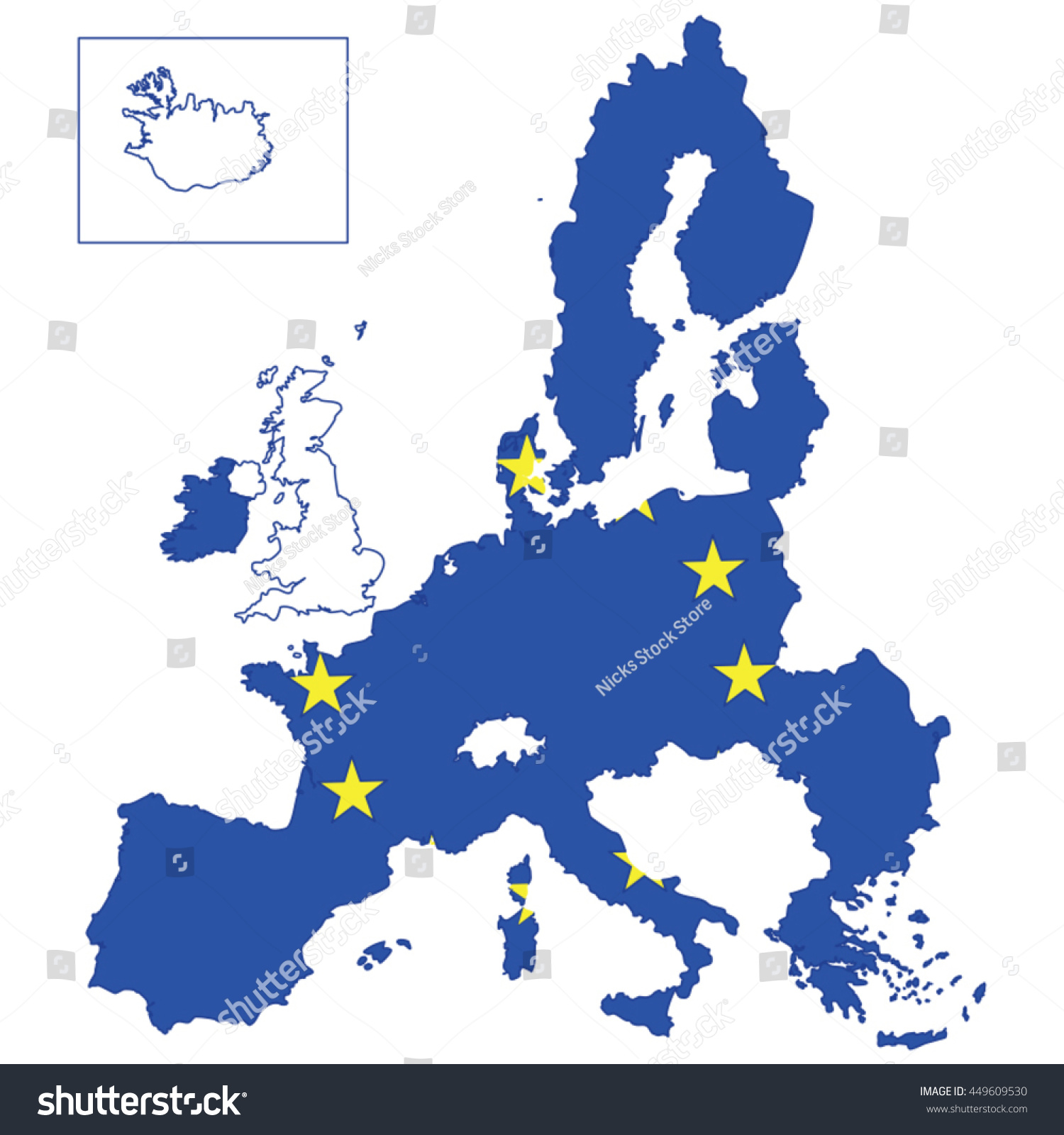 Revised European Union Map Stock Vector (Royalty Free) 449609530 ...