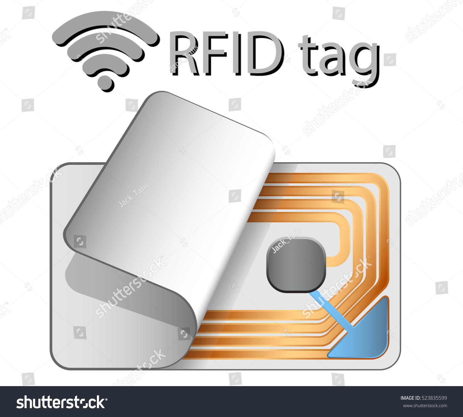 Rfid Rectangular Sticker Tag Radio Frequency: เวกเตอร์สต็อก (ปลอดค่า ...