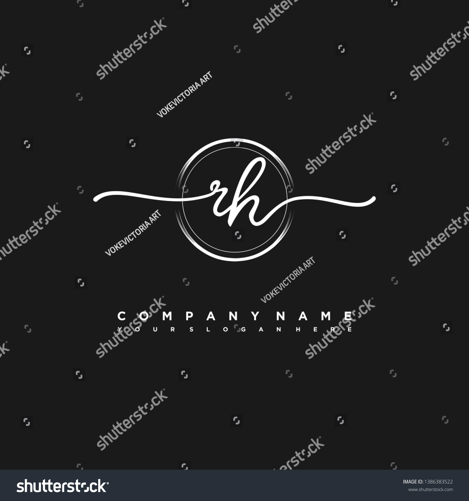 Rh Initial Signature Logo Handwriting Logo Stock Vector (Royalty Free ...
