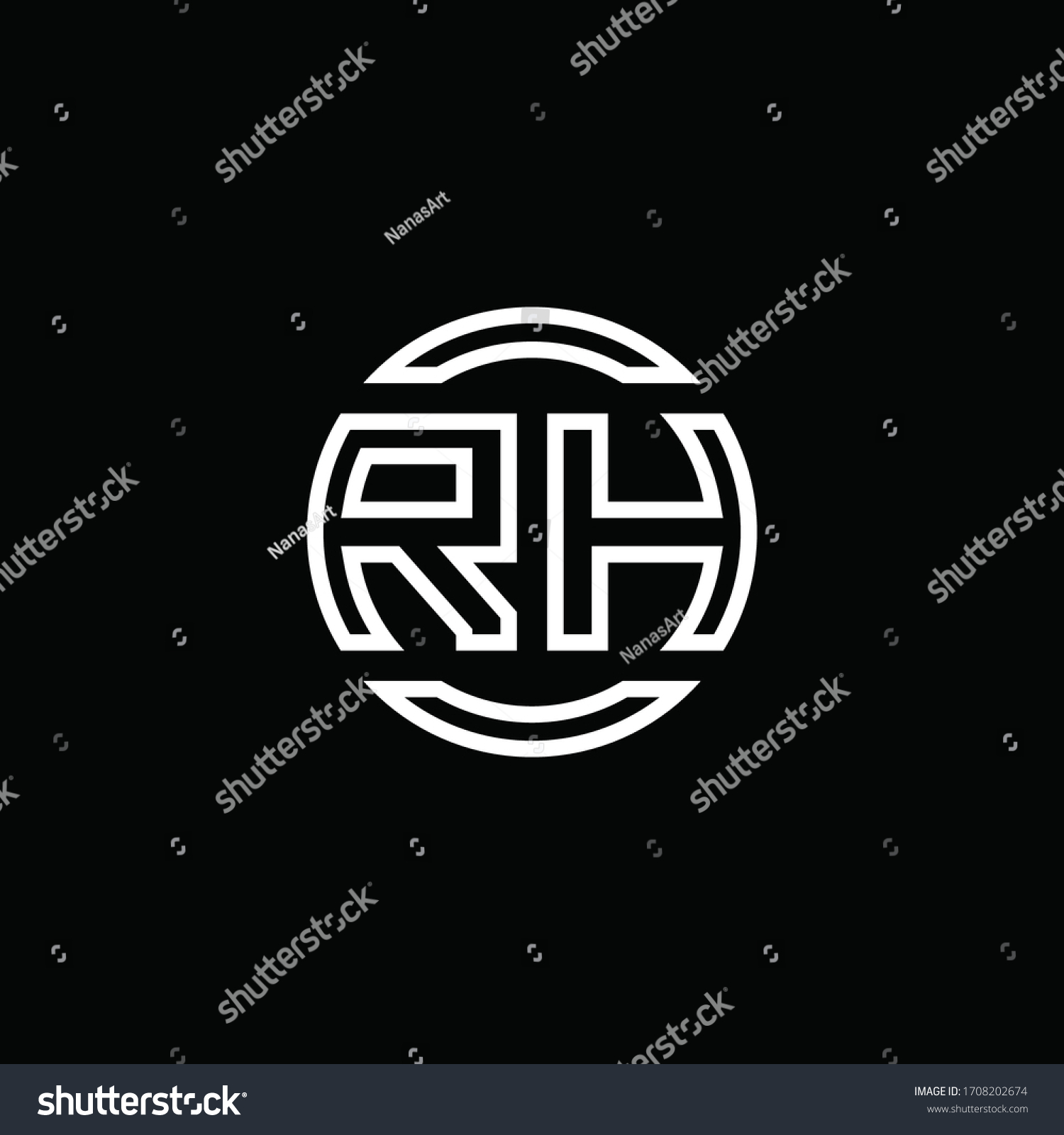 monogramme du logo RH avec modèle : image vectorielle de stock (libre ...