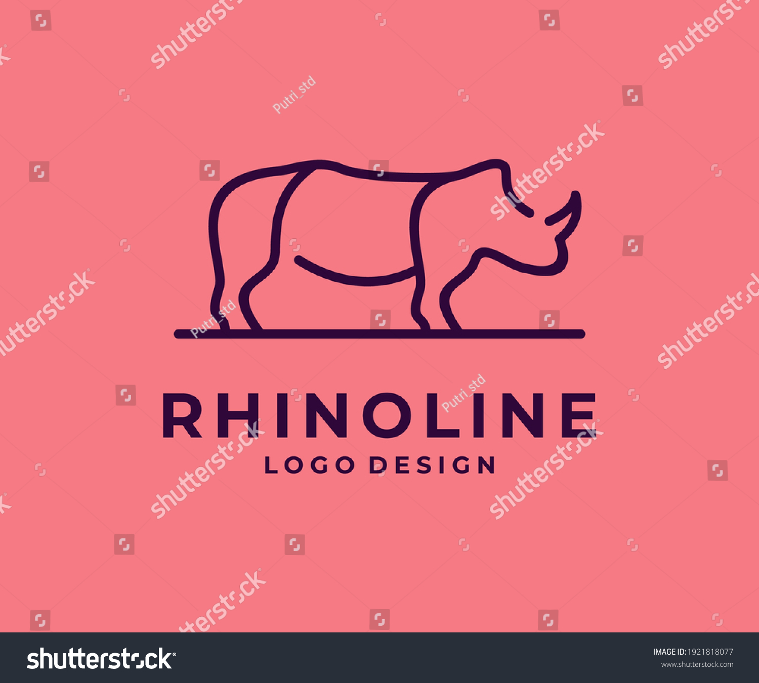 Rhino Line Style Logo Design Vector: เวกเตอร์สต็อก (ปลอดค่าลิขสิทธิ์ ...