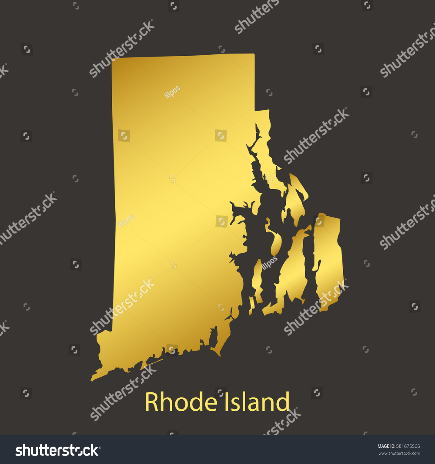 Rhode Island Mapborder Golden Gradient Vector Stock Vector (Royalty ...