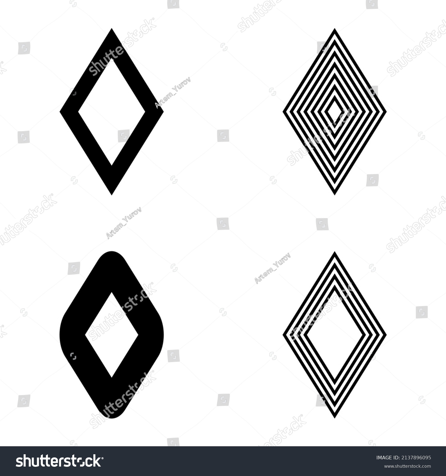 Rhombus Flat Icon Set Isolated On Stock Vector (Royalty Free ...
