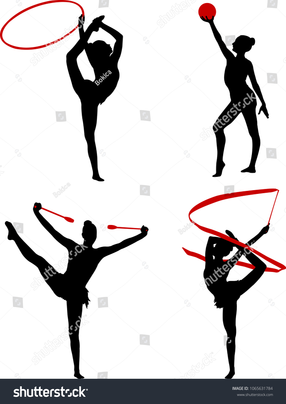 Rhythmic Gymnastics Silhouettes Vector Stock Vector (Royalty Free ...