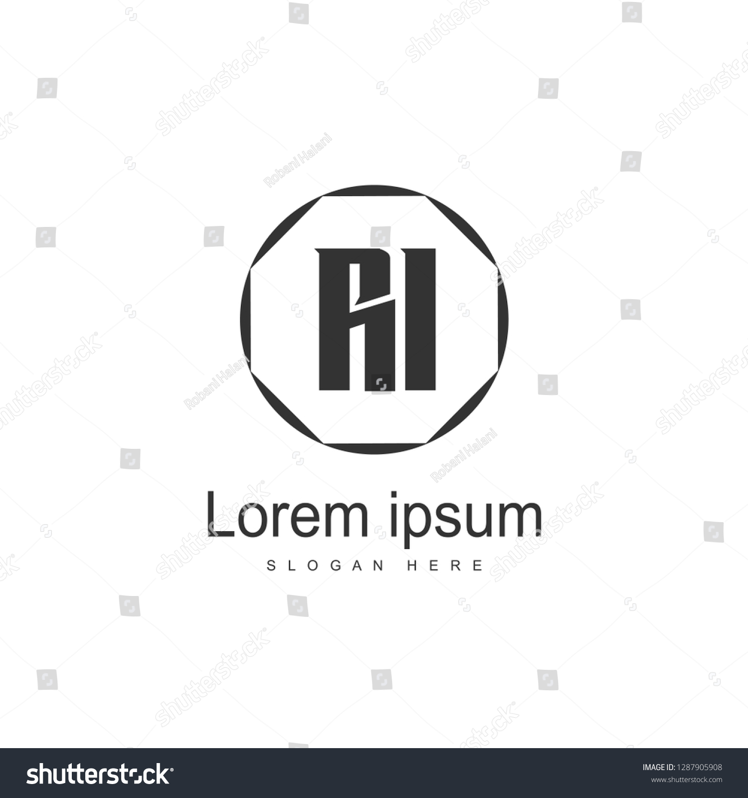 Ri Logo Template Design Initial Letter Stock Vector (Royalty Free ...