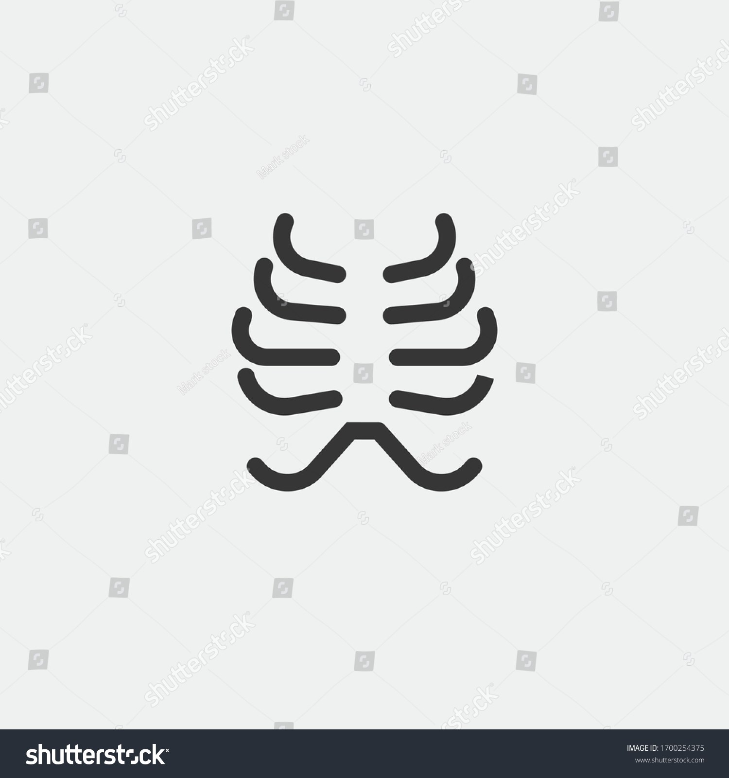 Rib Cage Vector Icon Chest Skeleton Stock Vector (Royalty Free) 1700254375