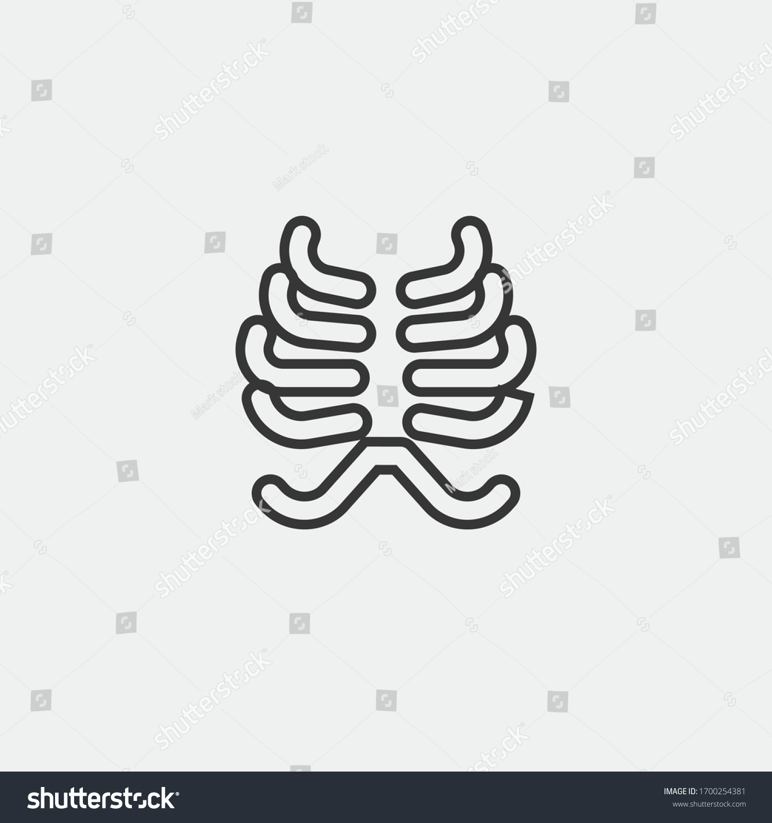 Rib Cage Vector Icon Chest Skeleton Stock Vector (Royalty Free ...