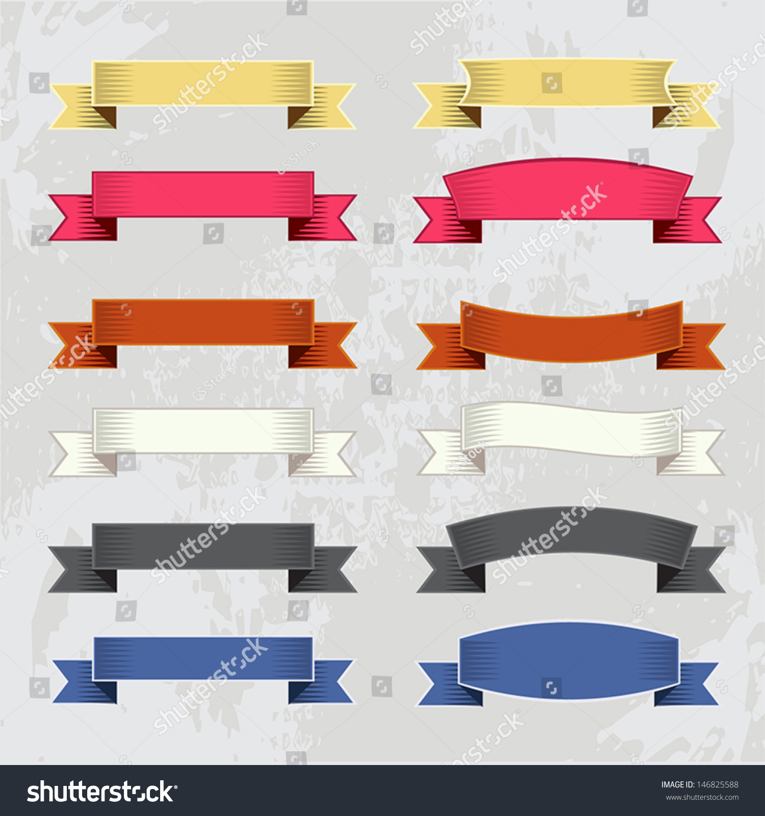 Ribbon Banner Collection Vector Illustrations Stock Vector (Royalty ...