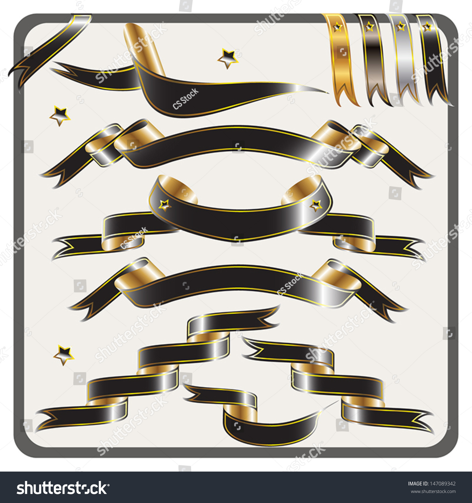 Ribbon Banner Collection Vector Illustrations Stock Vector (Royalty ...