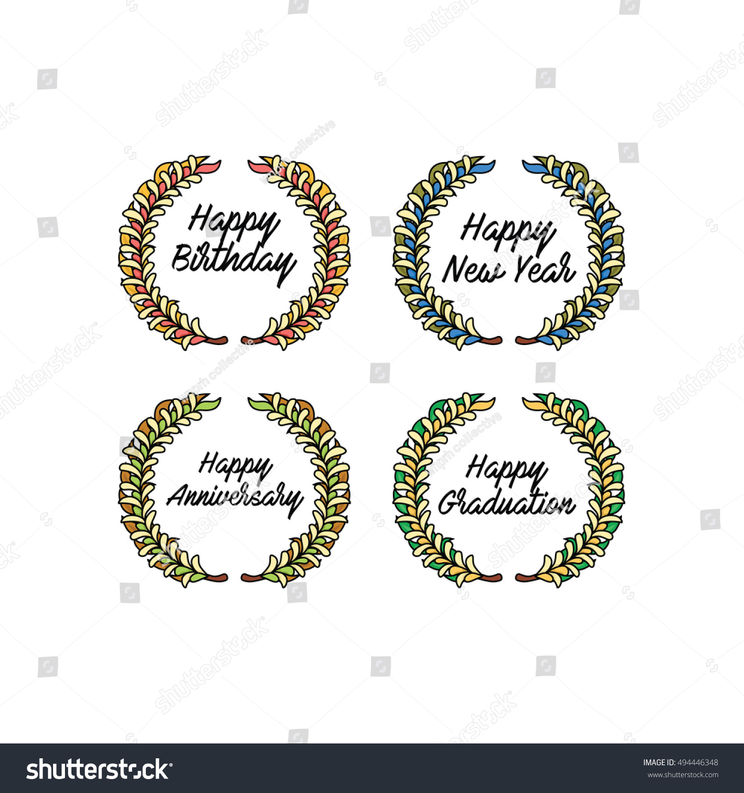 Ribbon Laurel Wreath Vector Stock Vector (Royalty Free) 494446348 ...