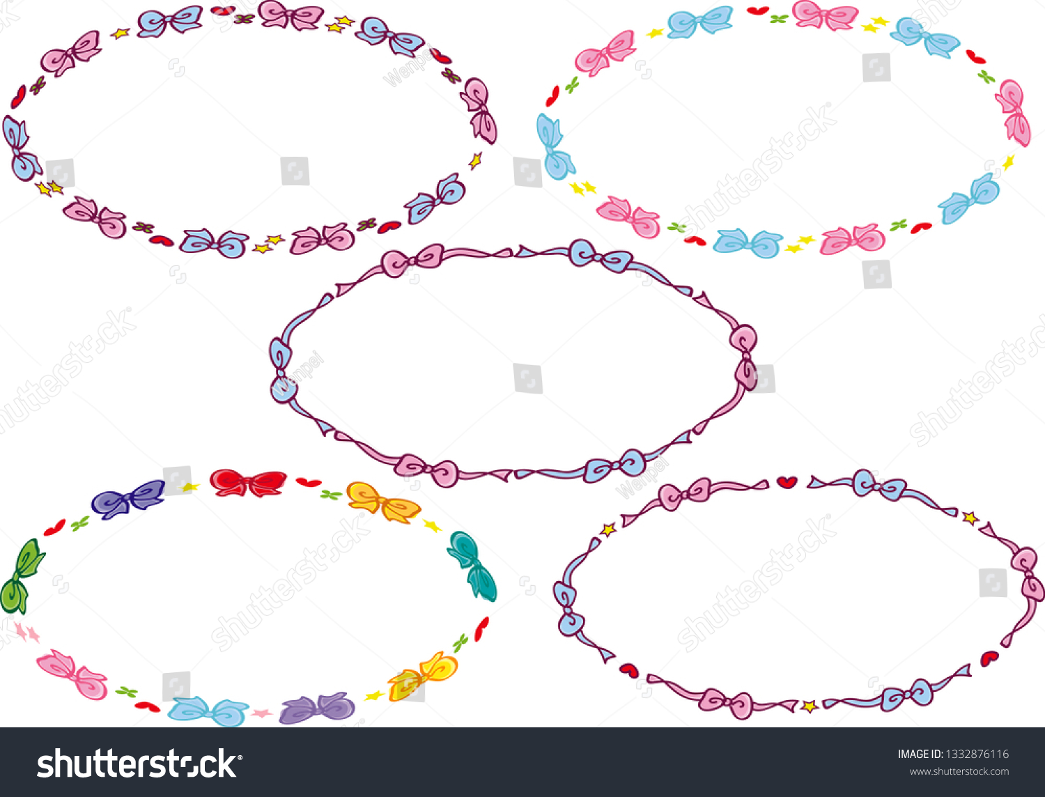 Ribbon Oval Border Design Set Stock Vector (Royalty Free) 1332876116