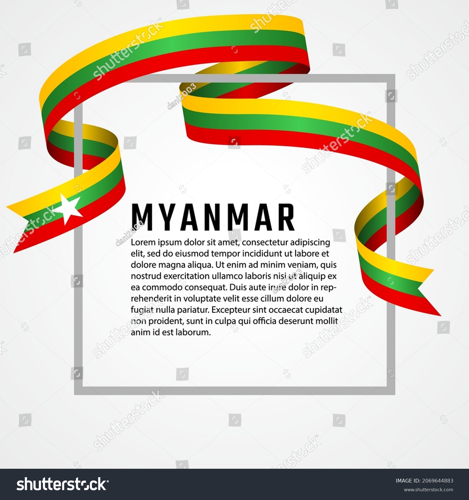 Ribbon Shape Myanmar Flag Background Template Stock Vector (Royalty ...