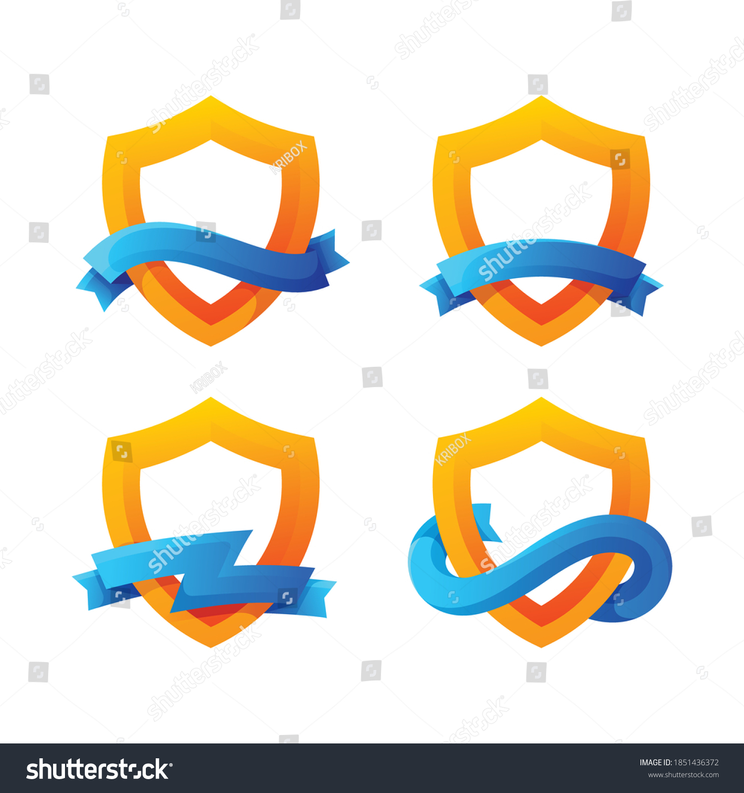 Ribbon Shield Gradient Logo Design Stock Vector (Royalty Free ...