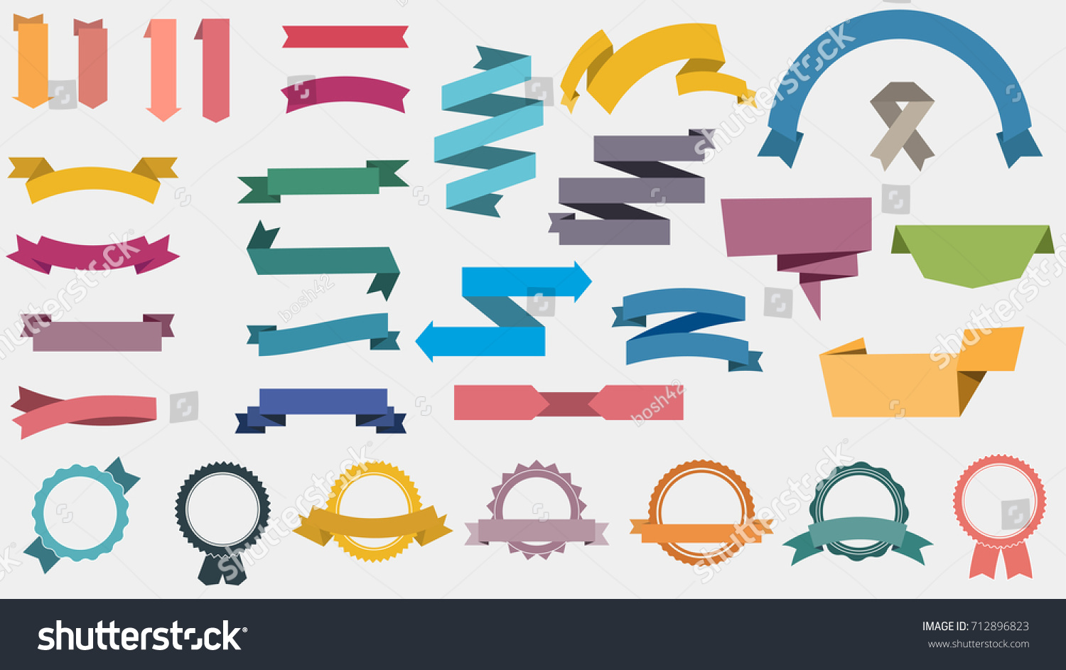 Ribbons Badges Vector Collection Stock Vector (Royalty Free) 712896823