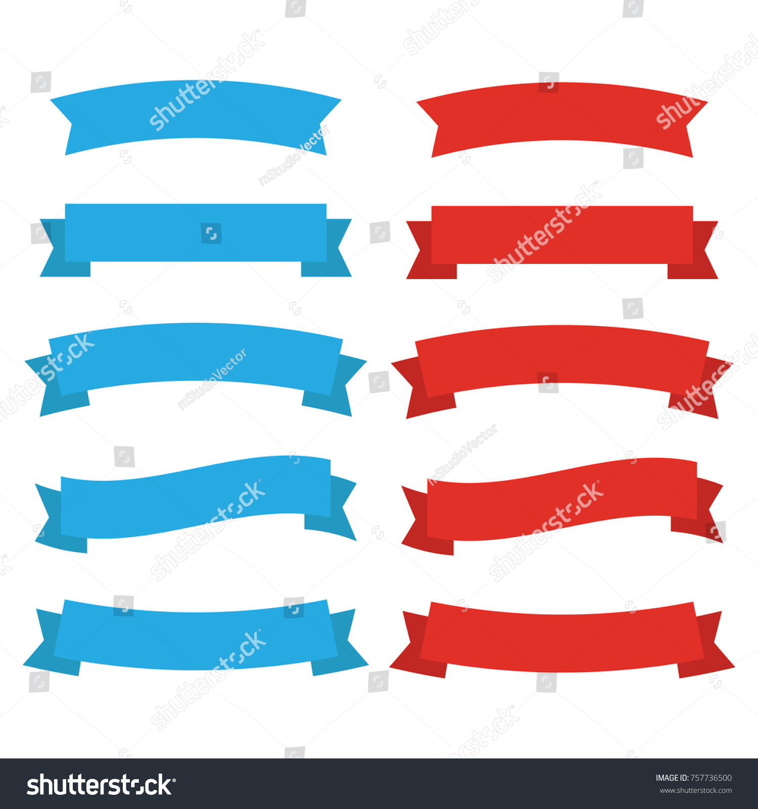 Ribbons Banners Decor Vector Flat Ribbons Stock Vector (Royalty Free ...