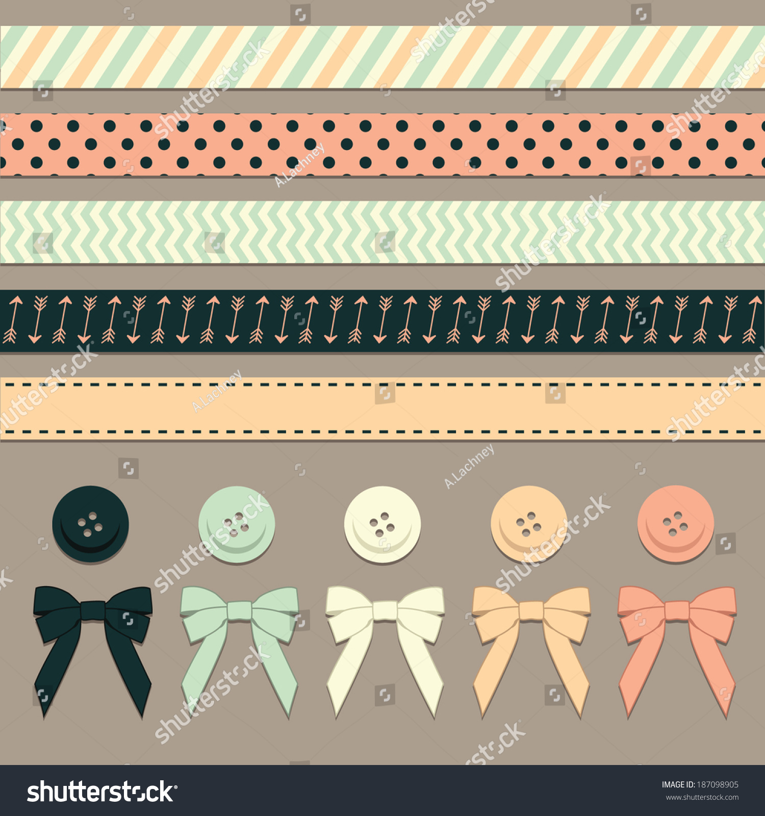 Ribbons Vector Set Buttons Bows Stock Vector (Royalty Free) 187098905