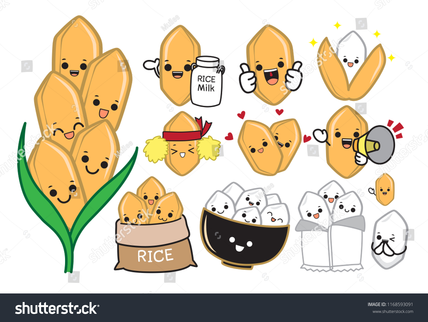 Rice Character Vector Illustration Stock Vector (Royalty Free) 1168593091