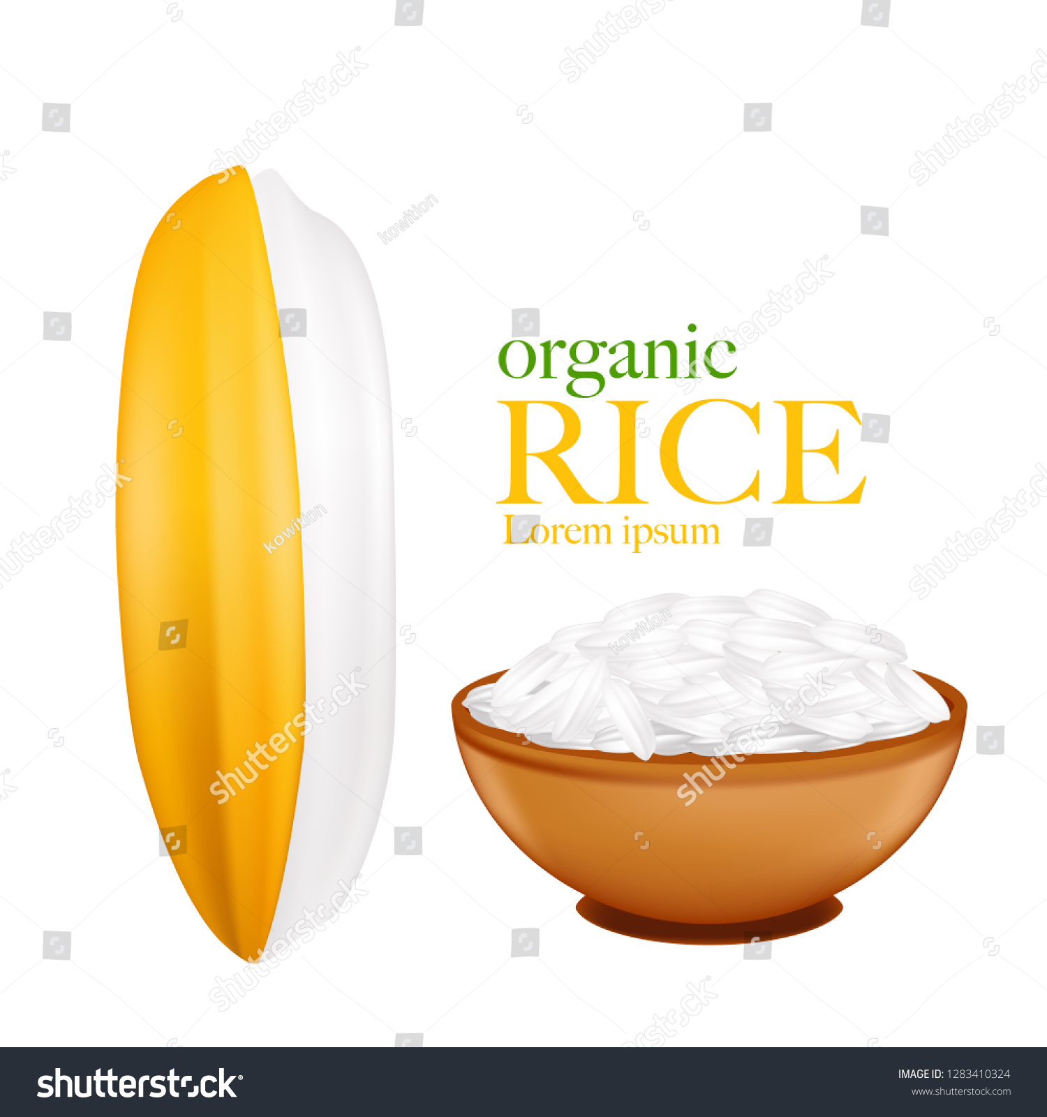 Rice Realistic Vector Illustration Stock Vector (Royalty Free) 1283410324