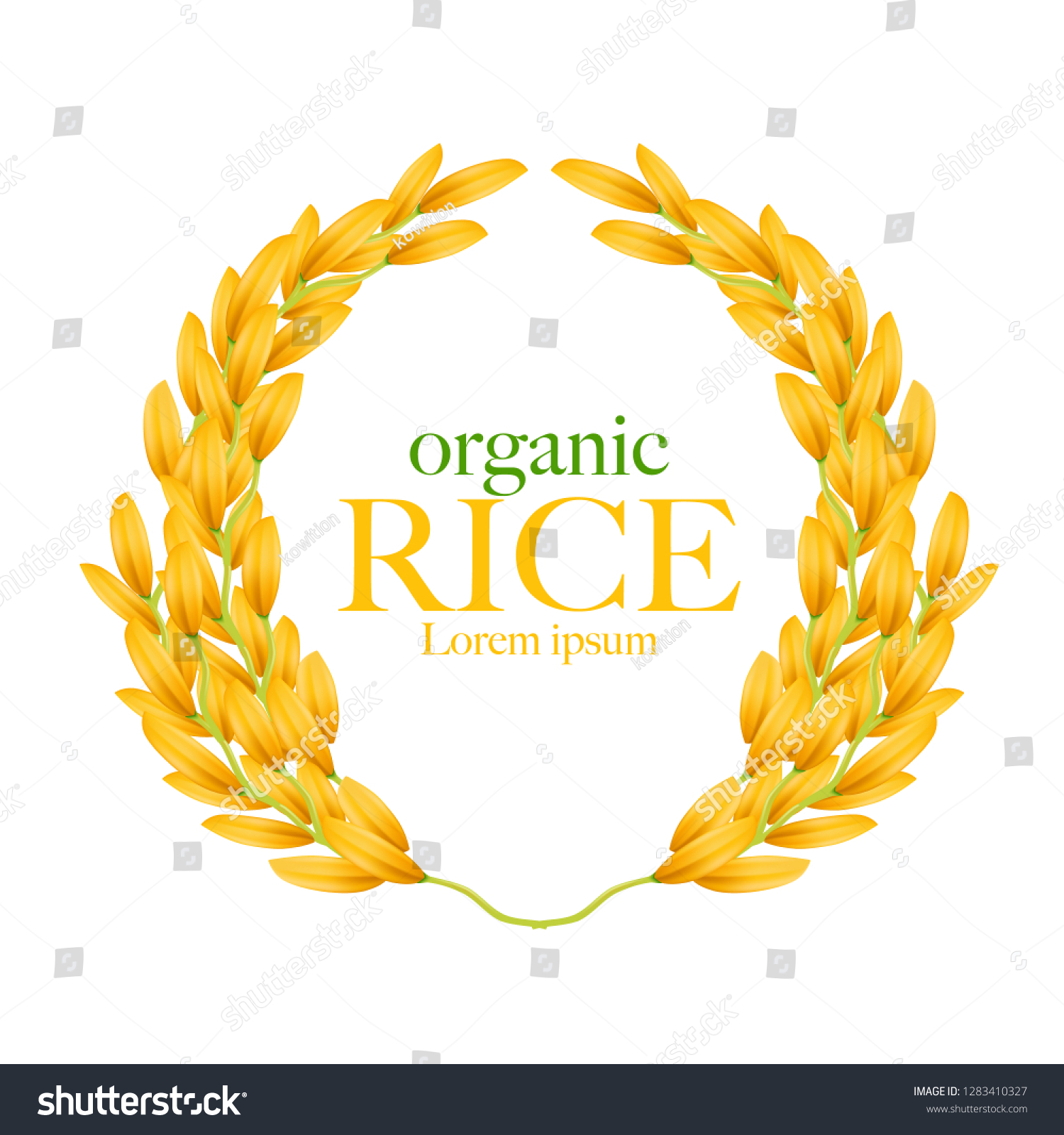 Rice Realistic Vector Illustration Stock Vector (Royalty Free) 1283410327
