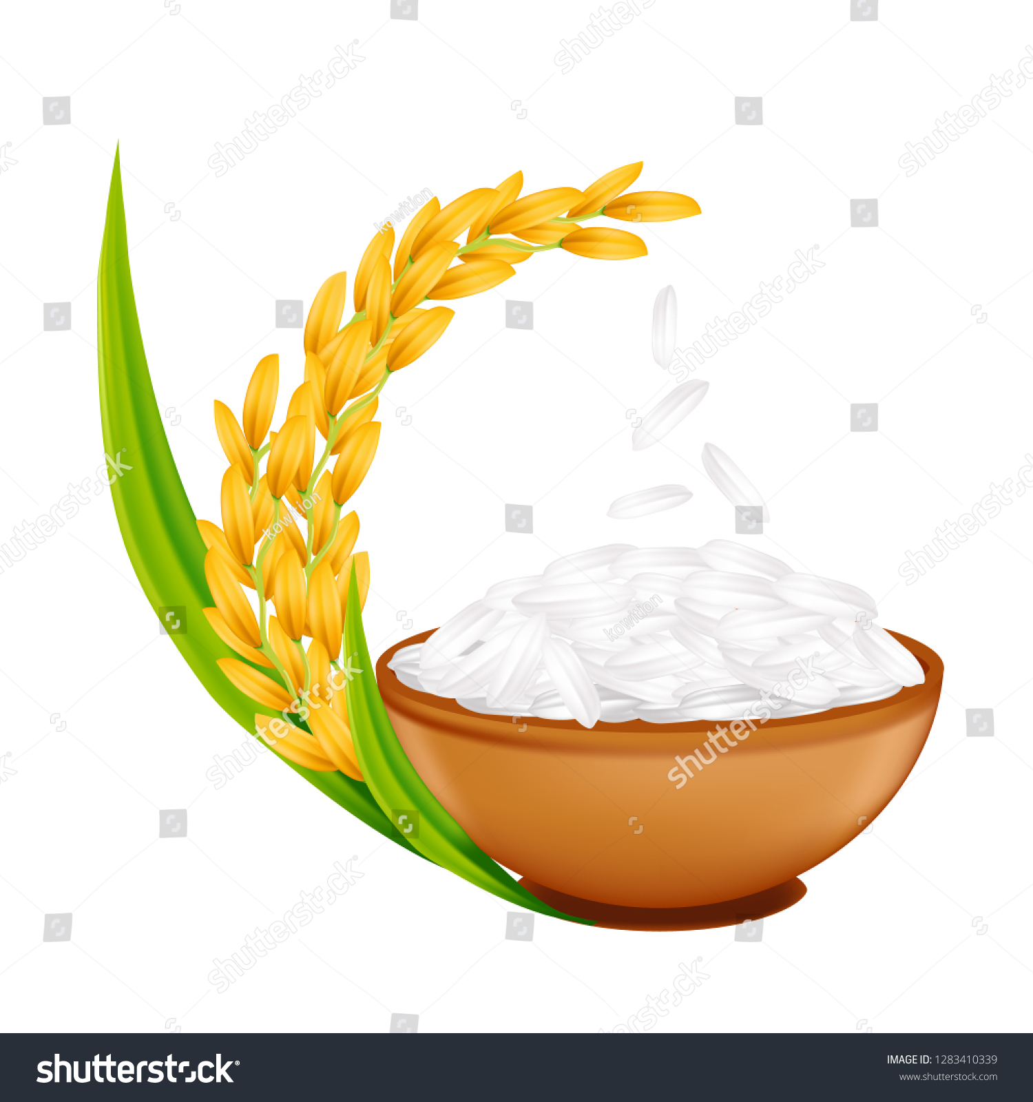 Rice Realistic Vector Illustration Stock Vector (Royalty Free) 1283410339
