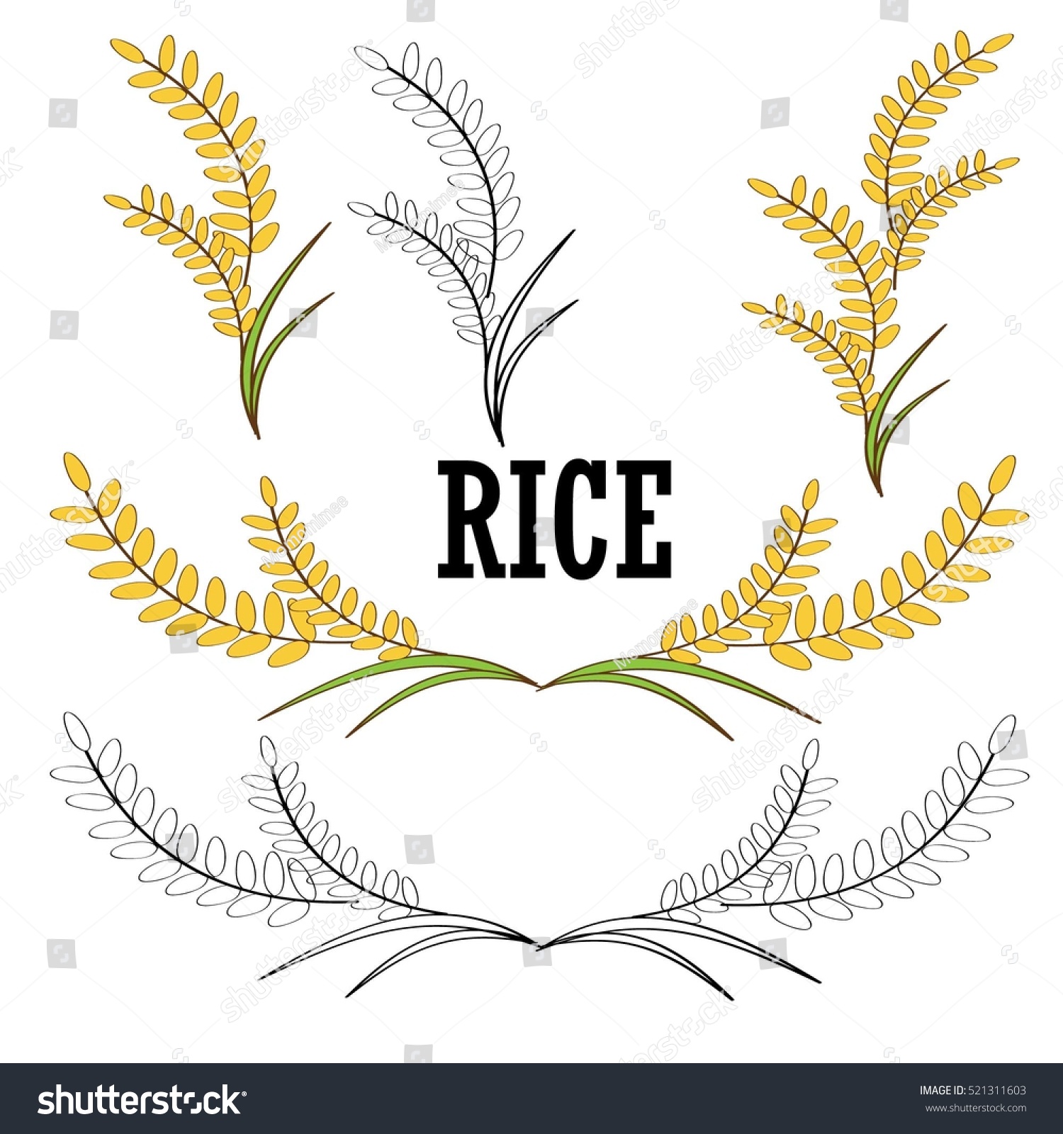 Rice Vector Logo Product Label Stock Vector (Royalty Free) 521311603 ...