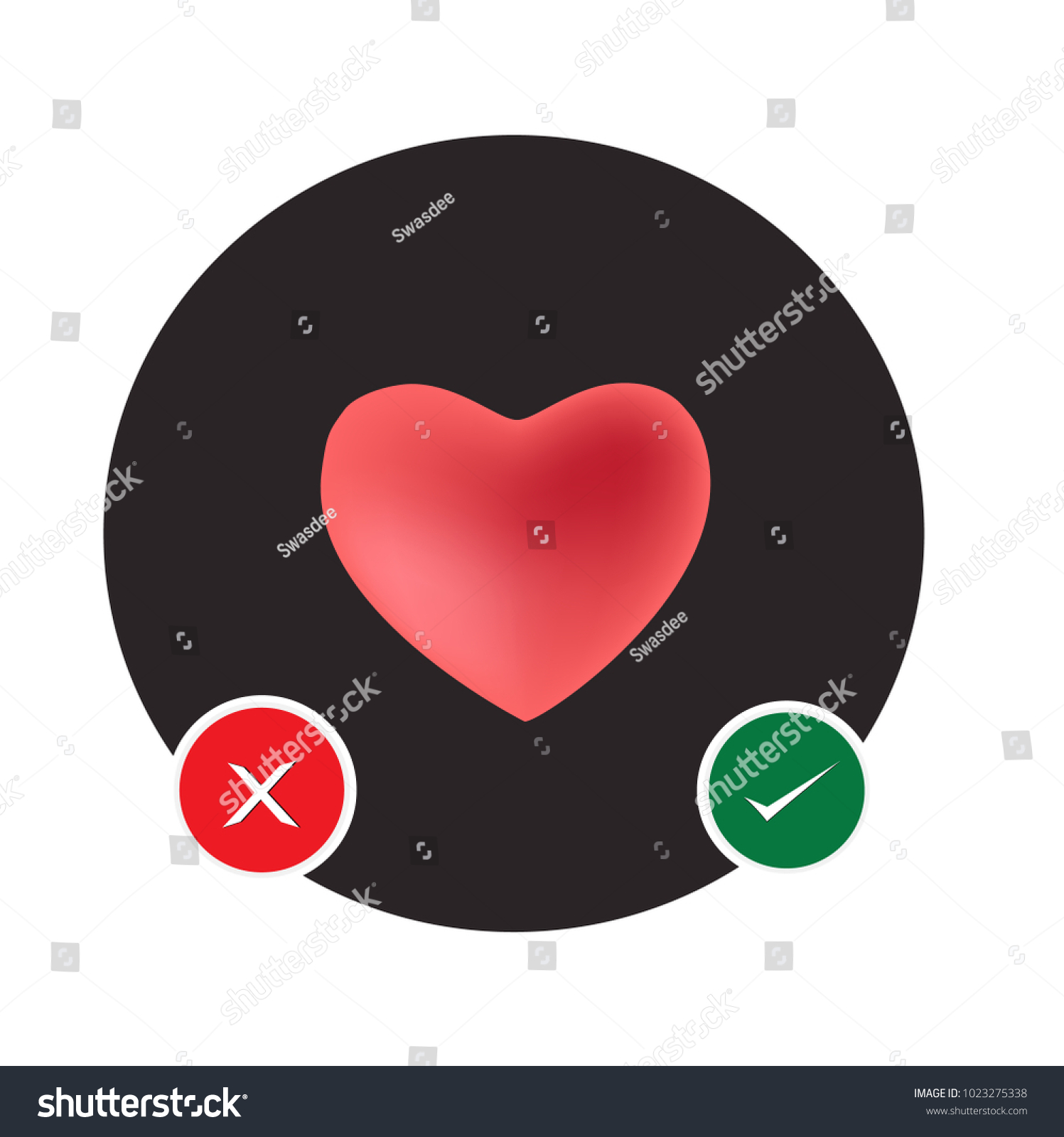 Right Wrong Select By Heart Vector Stock Vector (Royalty Free) 1023275338