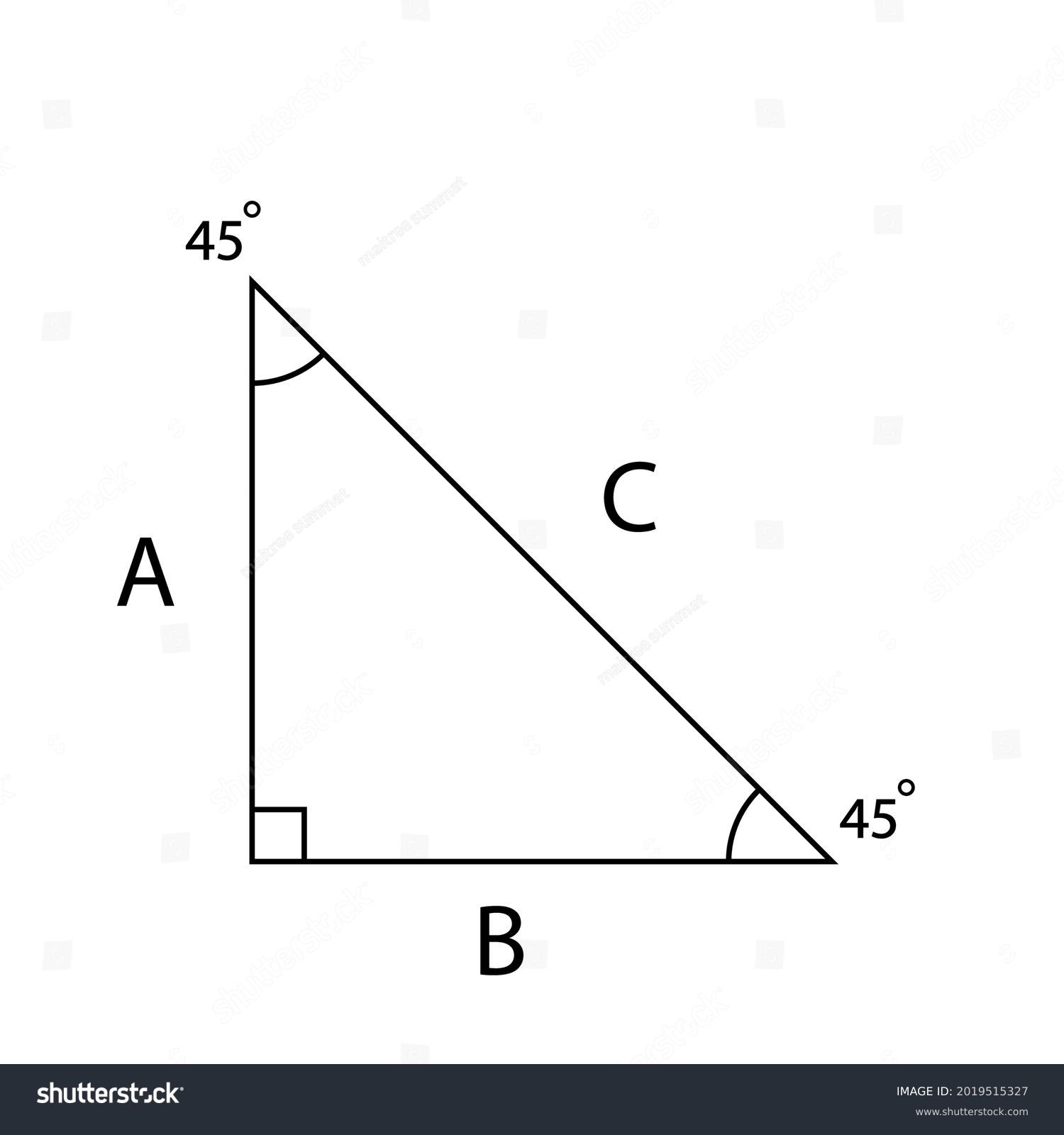Right Triangle Numbers Indicating 45 Degree Stock Vector (Royalty Free ...