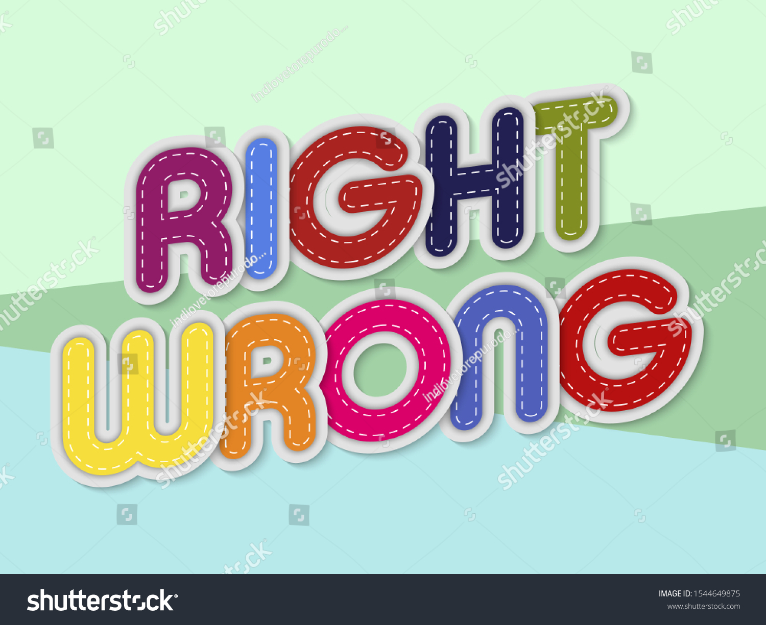 Right Wrong Letters Banner Border Stitches Stock Vector (Royalty Free ...