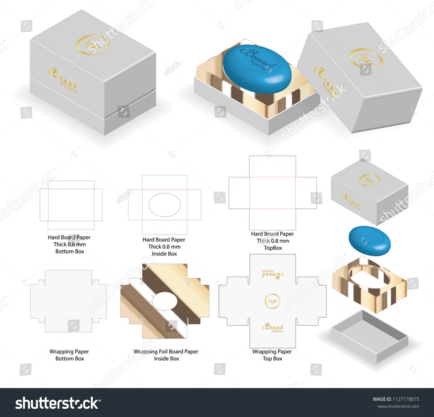 Rigid Box Rounded Soap Mockup Dieline Stock Vector (Royalty Free ...