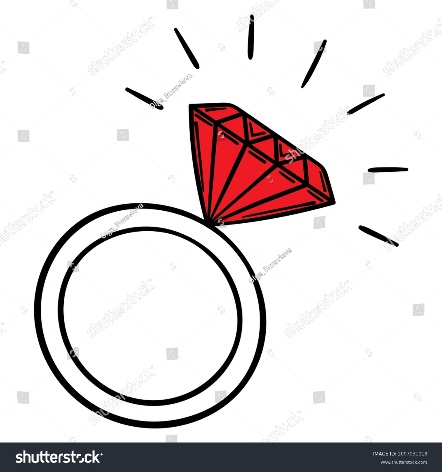 Ring Red Ruby Hand Drawn Vector Stock Vector (Royalty Free) 2097031018 ...