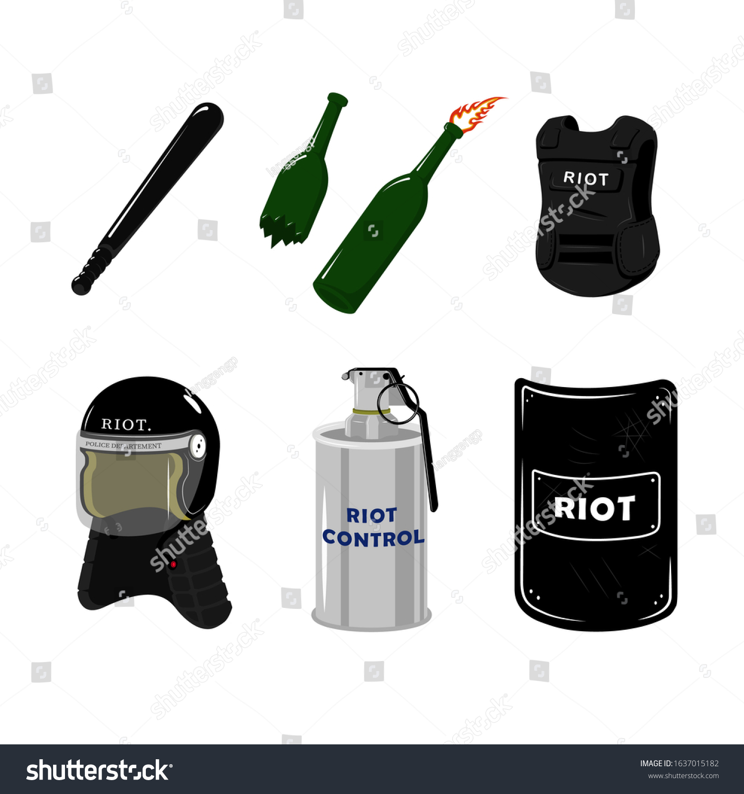 Riot Icon Flat Vector Illustration Stock Vector (Royalty Free) 1637015182