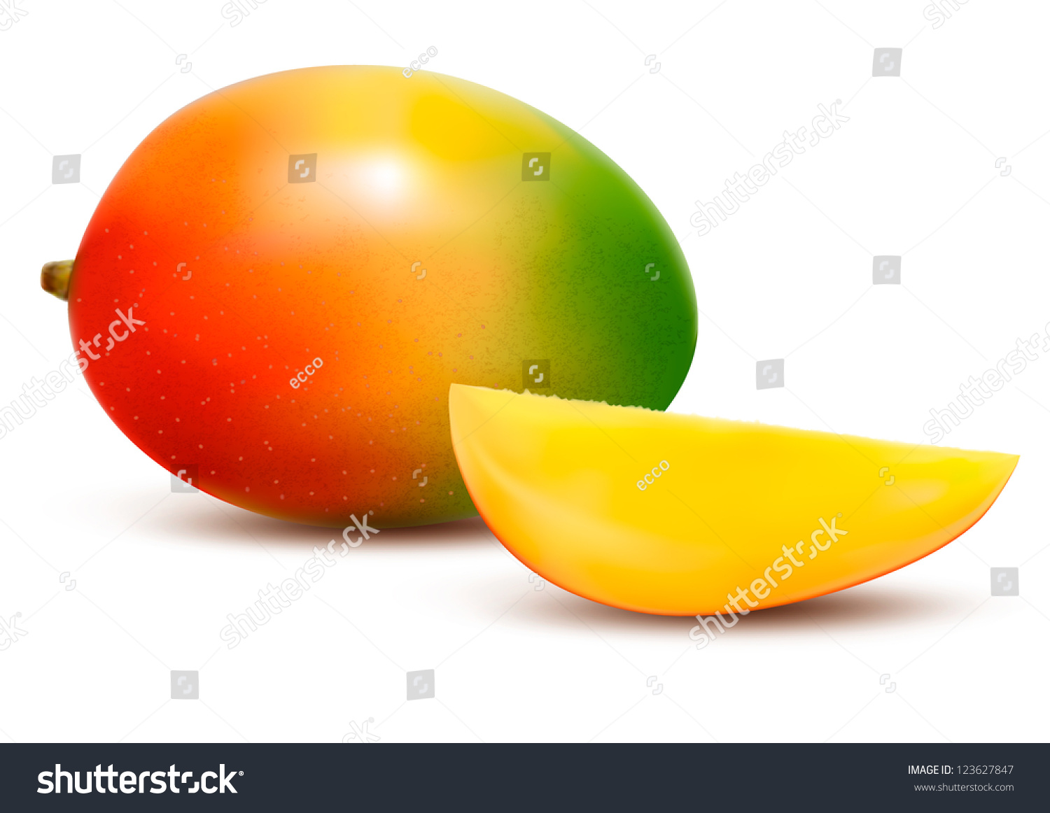 Ripe Fresh Mango Slice Vector Illustration Stock Vector (Royalty Free ...