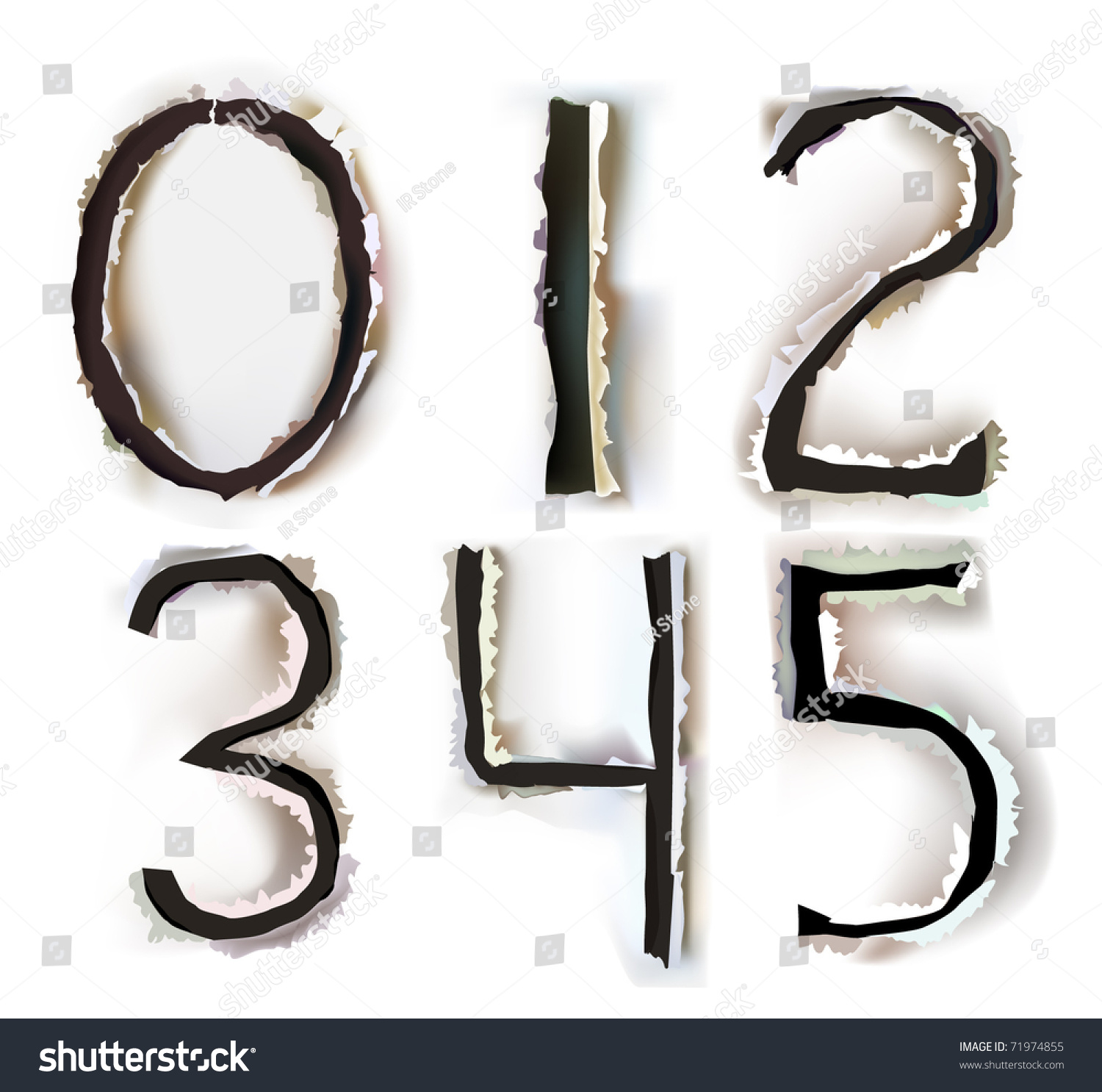 Ripped Paper Numbers Stock Vector (Royalty Free) 71974855