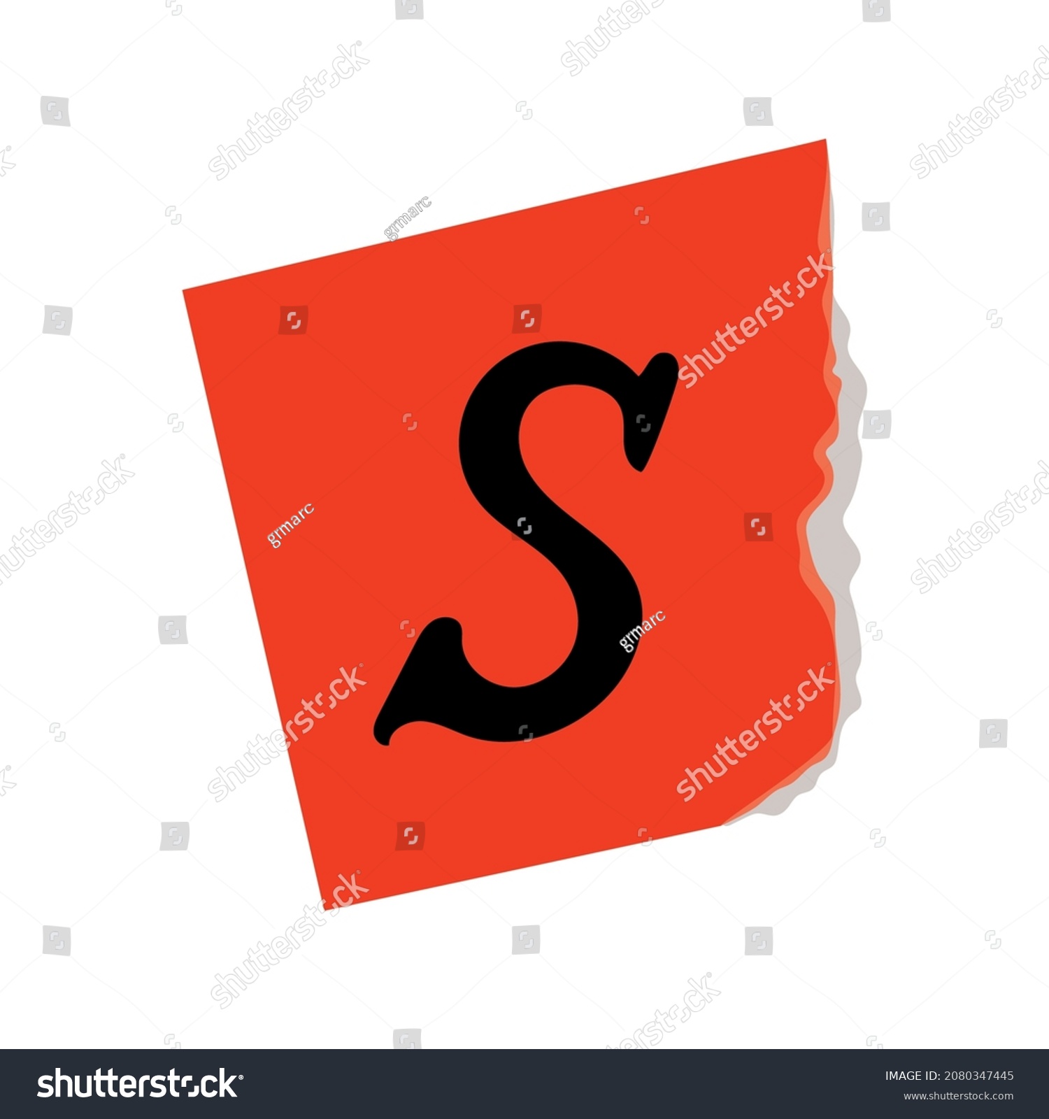 Ripped Ransom Note Letter S Stock Vector (Royalty Free) 2080347445 ...