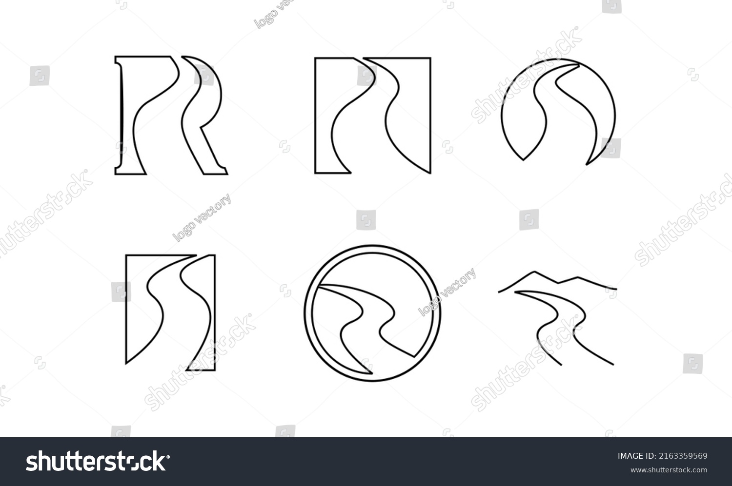 River Line Flowing Shape Vector Logo Stock Vector (Royalty Free ...