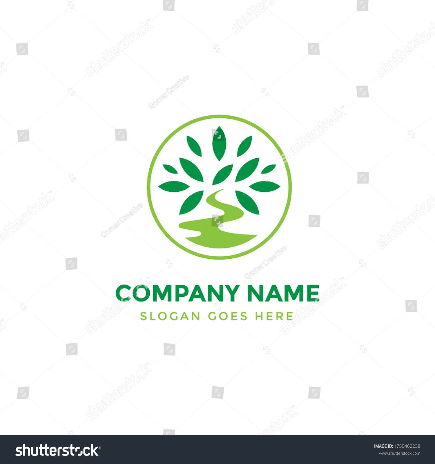 River Tree Circle Logo Template Stock Vector (Royalty Free) 1750462238