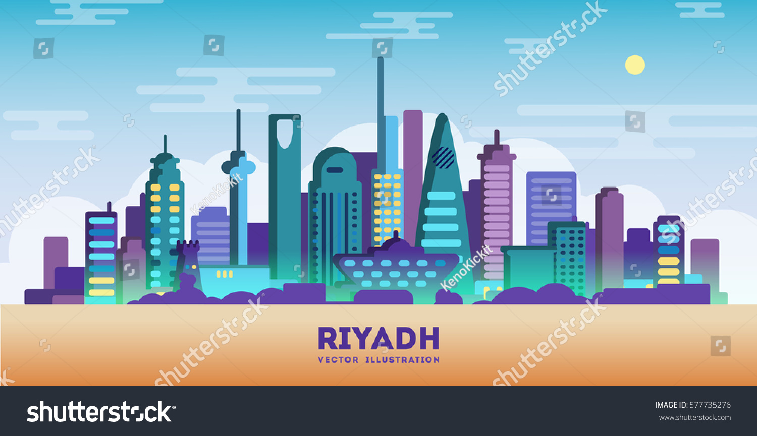 Vektor Stok Riyadh City Vector Illustration (Tanpa Royalti) 577735276 ...