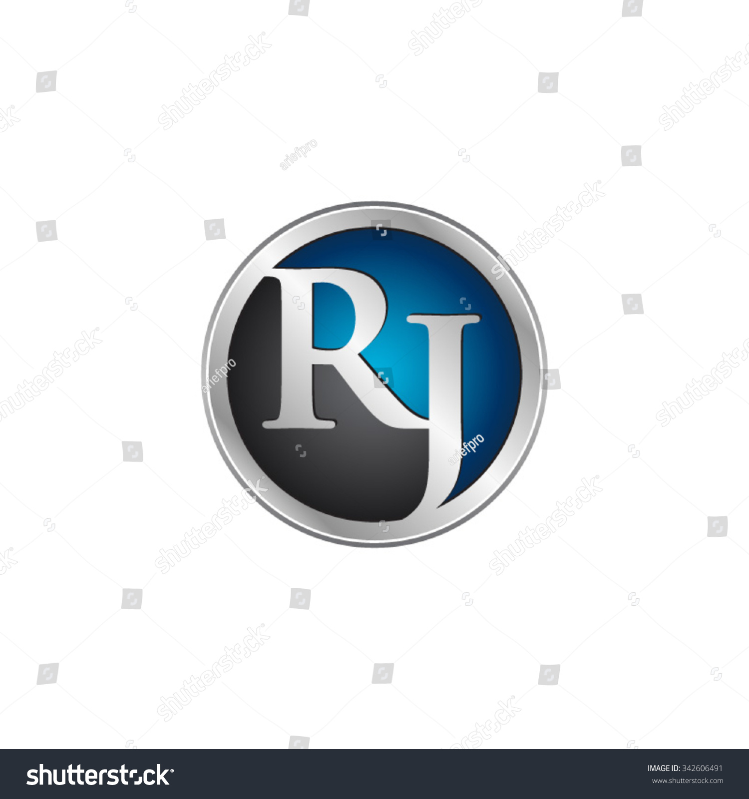 Rj Initial Circle Logo Blue Stock Vector (Royalty Free) 342606491