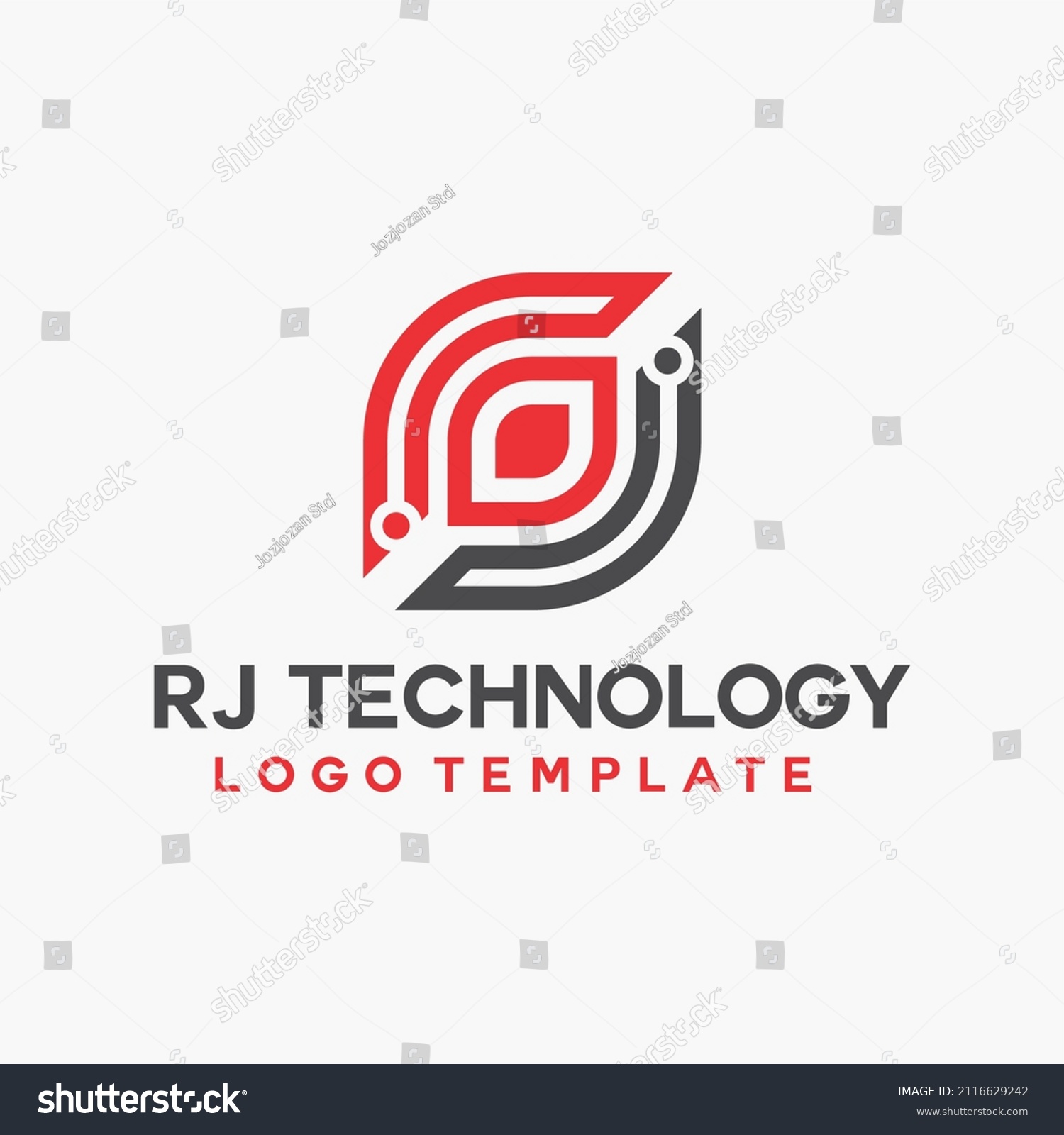 Rj Jr Initial Technology Logo Vector Stock Vector (Royalty Free) 2116629242