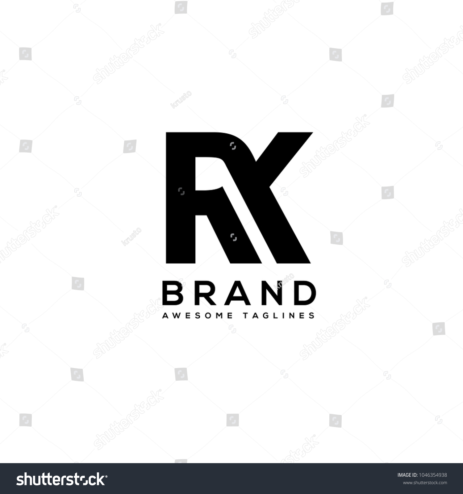 Rk Letter Monogram Logo: vector de stock (libre de regalías) 1046354938