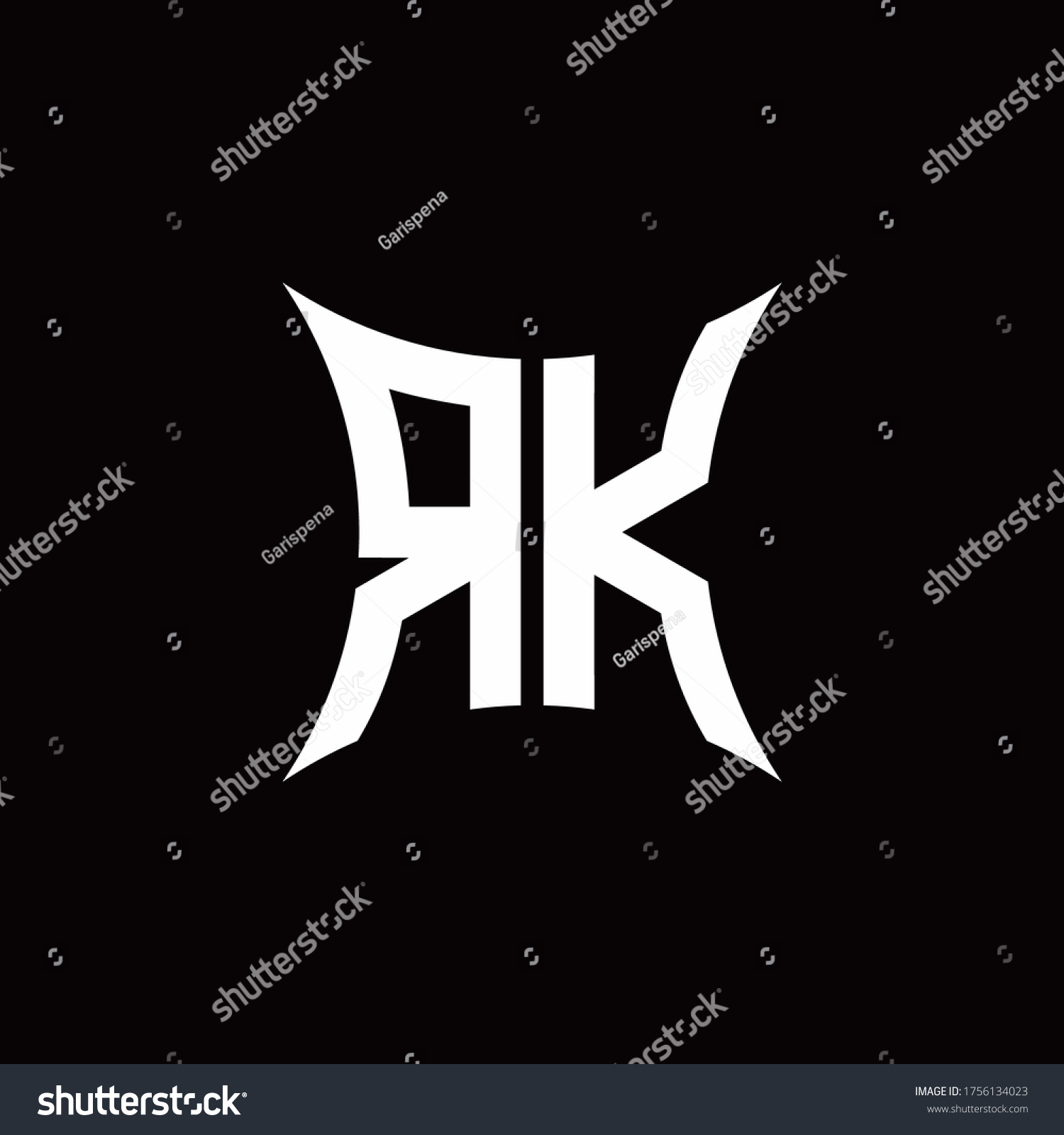 Rk Monogram Logo Sharped Shape Design Stock Vector (Royalty Free ...