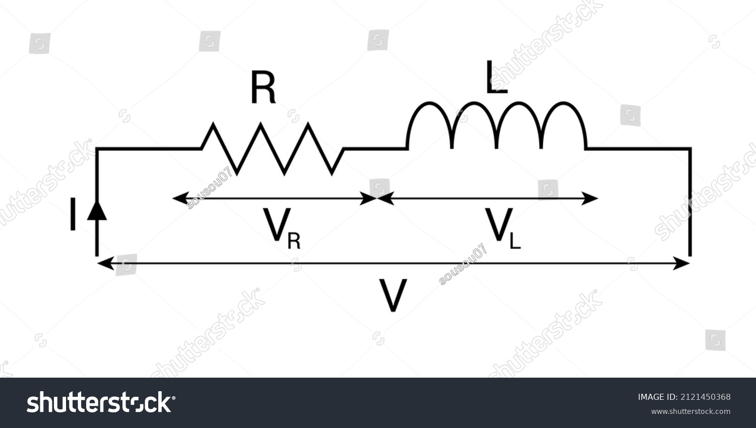 Rl Series Circuit Physics Stock Vector (Royalty Free) 2121450368