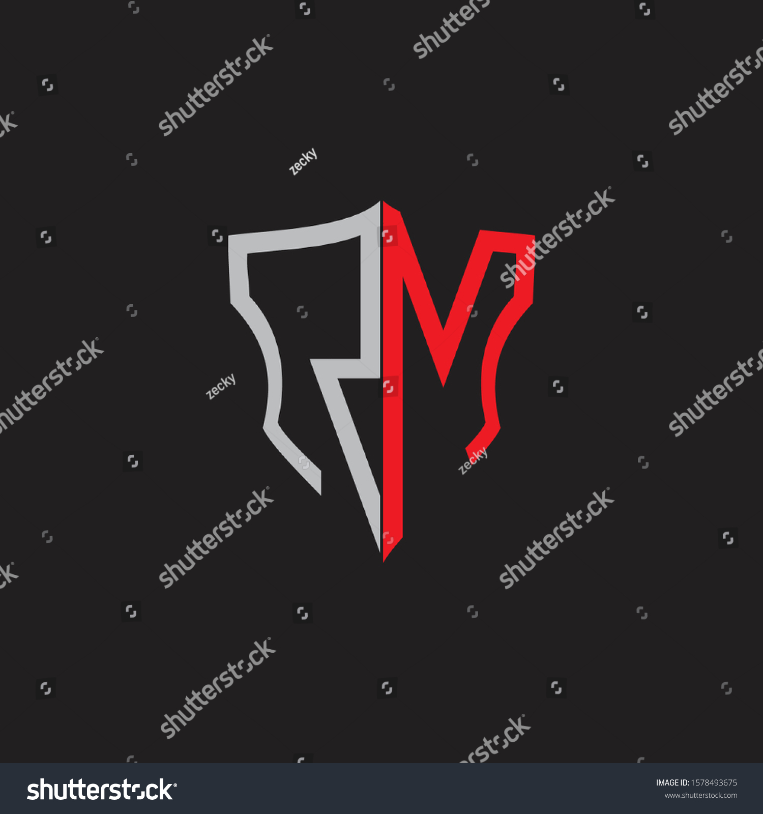 Rm Abstract Logo Monogram Shield Elements: vector de stock (libre de ...
