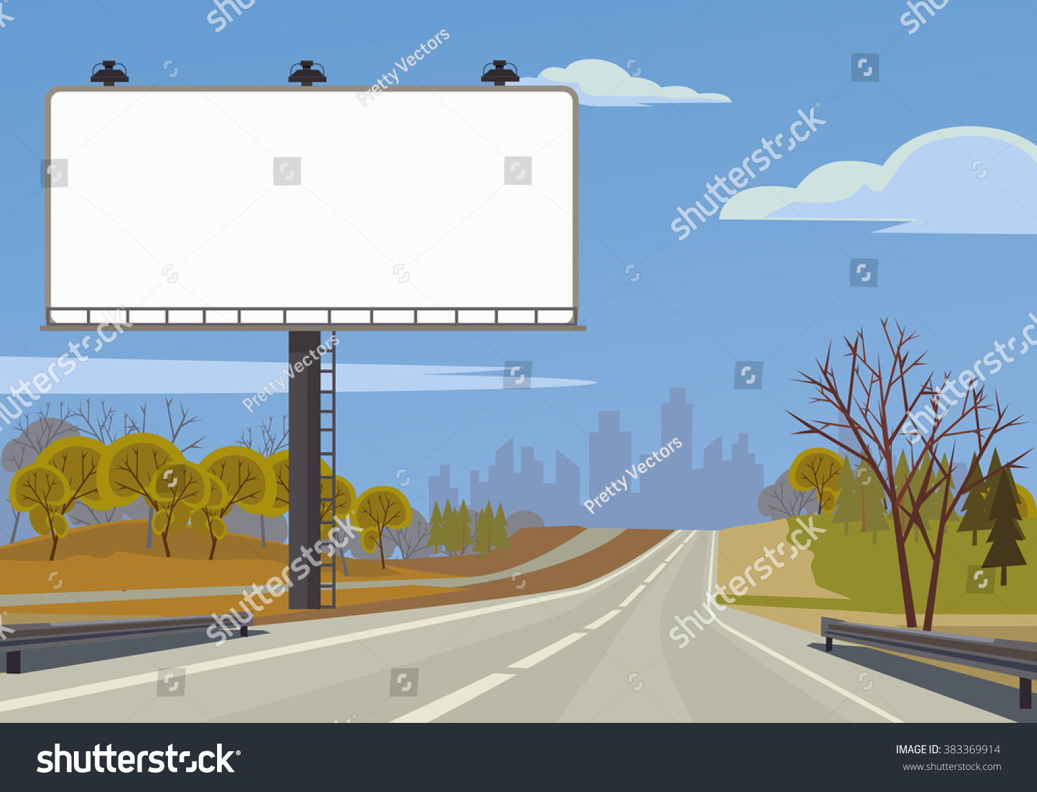 Road Banner Vector Flat Illustration Stock Vector (Royalty Free) 383369914