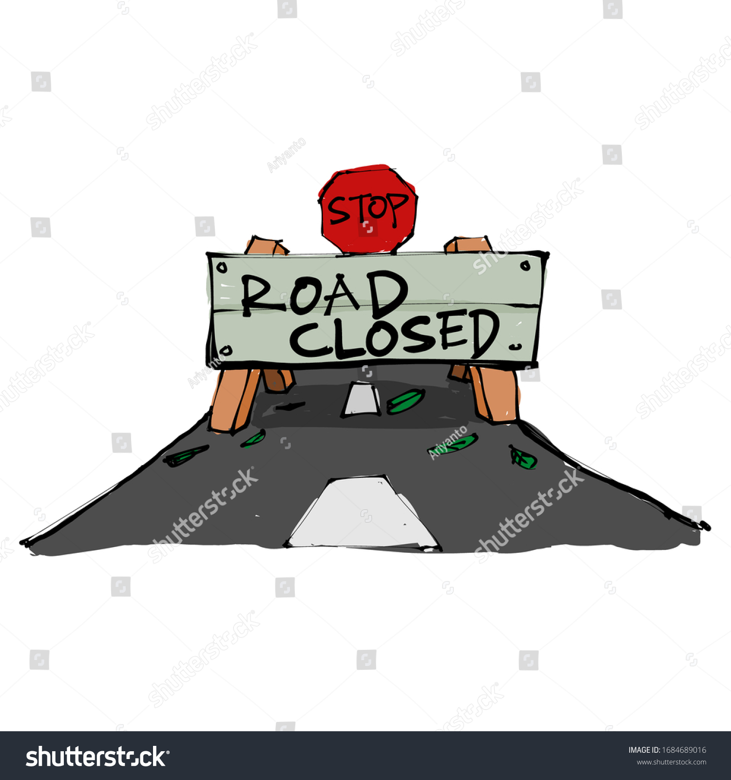 Road Closed Sketch Vector Illustration Stock Vector (Royalty Free ...