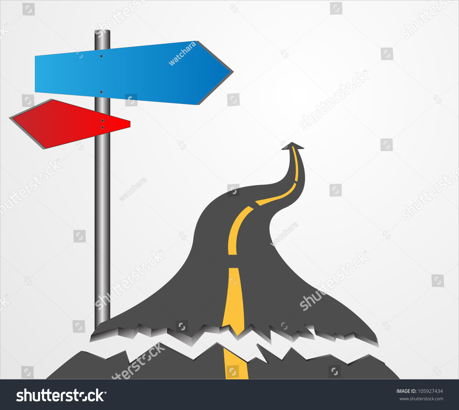 Road Erosion Damage Alarming Vector Arrow : image vectorielle de stock ...