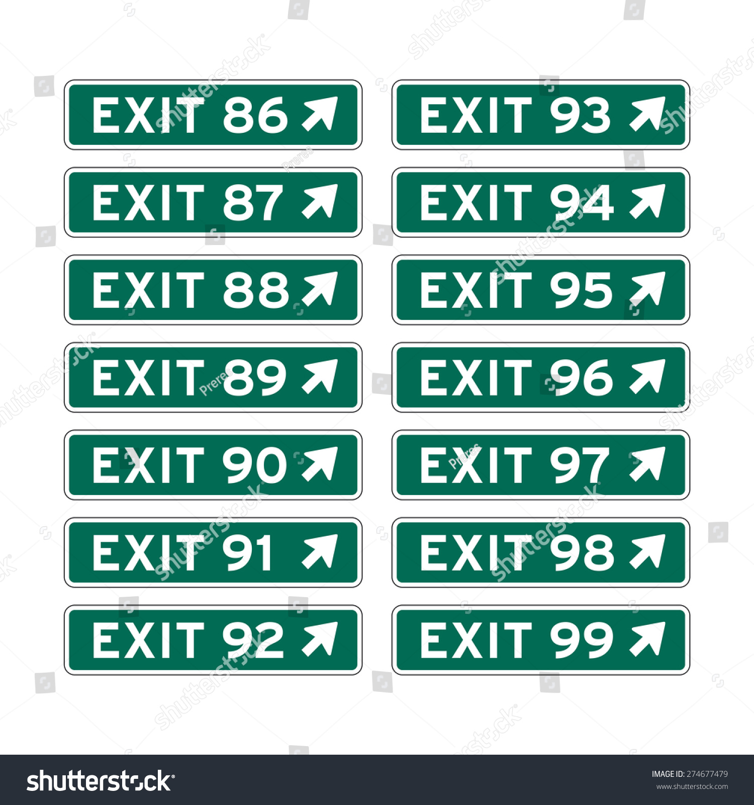 Road Exit Sign Vector Set: vector de stock (libre de regalías ...