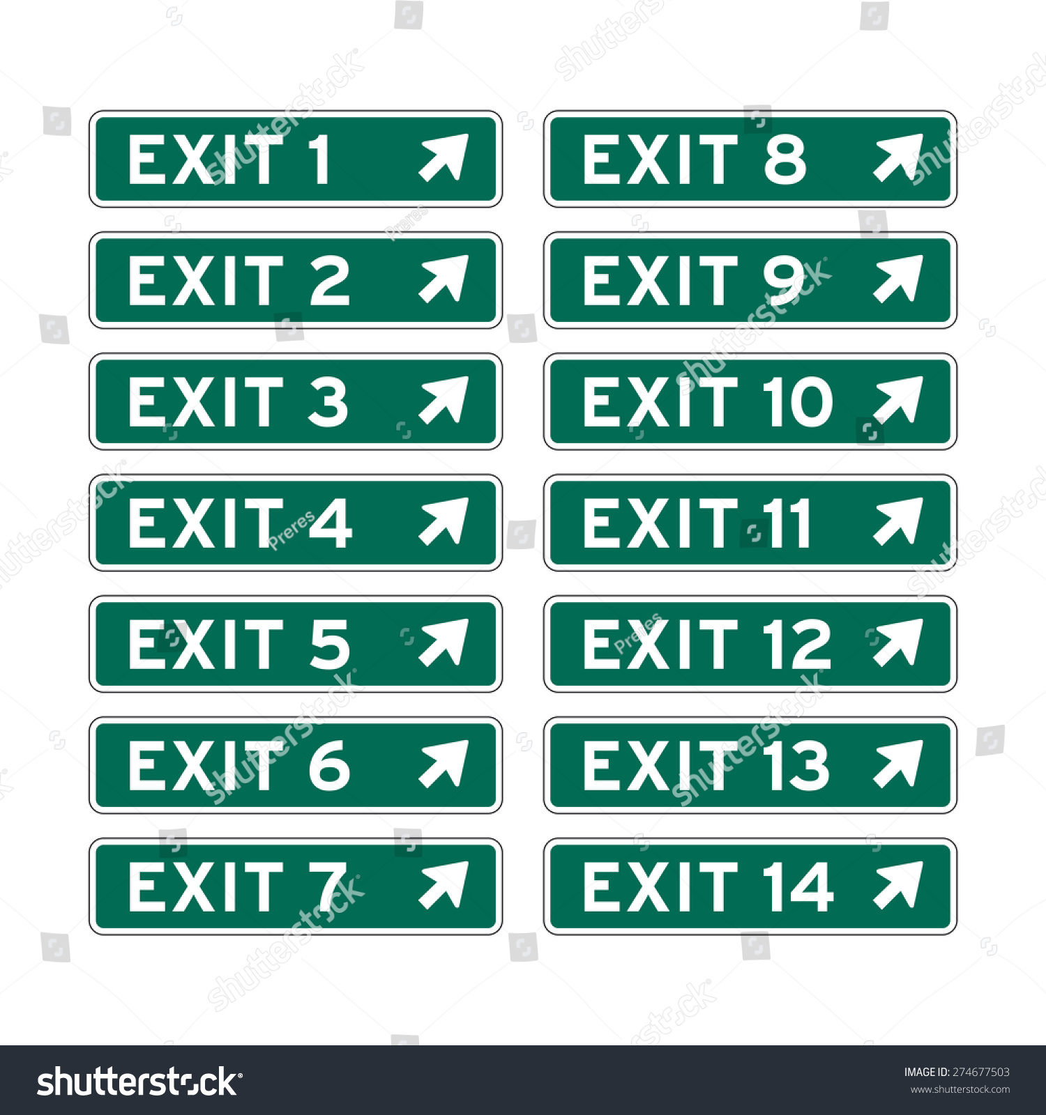 Road Exit Sign Vector Set Stock Vector (Royalty Free) 274677503 ...